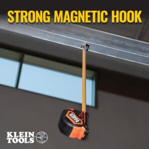 Klein Tools 9375 Tape Measure, Heavy-Duty Measuring Tape with 7.5 m Metric Double-Hook Double-Sided Nylon Reinforced Blade, Metal Belt Clip