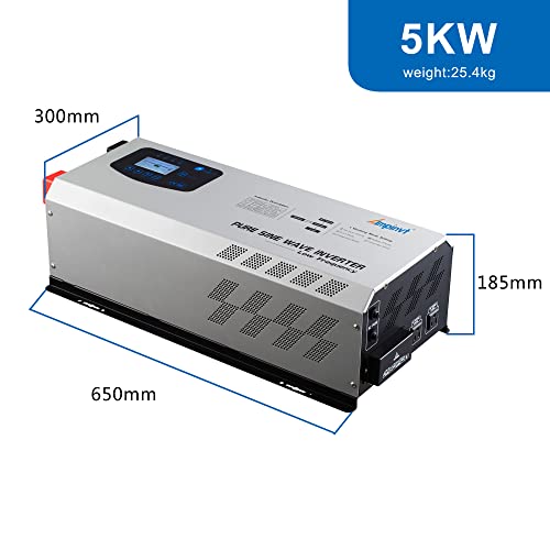 5000W Peak 15000watts Pure Sine Wave Power Inverter 24V DC to 120/240 VAC Split Phase with Battery AC Charger,Off Grid Low Frequency Solar Inverter