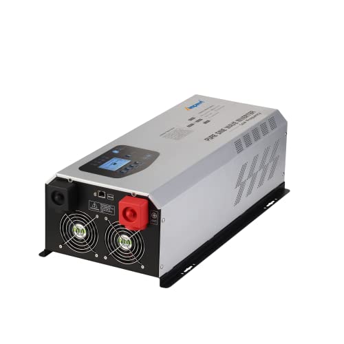 5000W Peak 15000watts Pure Sine Wave Power Inverter 24V DC to 120/240 VAC Split Phase with Battery AC Charger,Off Grid Low Frequency Solar Inverter