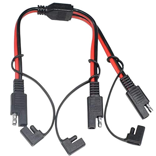 Apoi SAE Y Splitter Cable SAE Connector SAE DC Power Automotive Adapter Cable Y Splitter 1 to 2 SAE Extension Cable with Dust Cover 14AWG 12inch/30cm