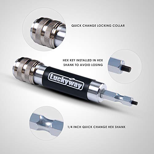 Luckyway 4-Piece Quick Change Drill and Drive Set Including 1pc 15/64 inch(#6), 1pc 5/16 inch(#8), 1pc 3/8 inch(#10) Wood Countersink Drill Bit and 1pc Quick Change Drill Flip Drive Unit