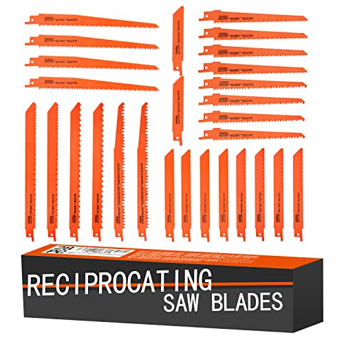 Luckyway 28-Piece Reciprocating Saw Blades Set, Sawzall Saw Blades Set, Pruner Saw Blades Set for Wood Metal Cutting