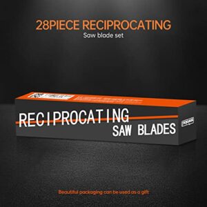 Luckyway 28-Piece Reciprocating Saw Blades Set, Sawzall Saw Blades Set, Pruner Saw Blades Set for Wood Metal Cutting