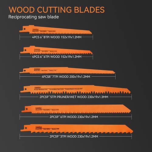 Luckyway 28-Piece Reciprocating Saw Blades Set, Sawzall Saw Blades Set, Pruner Saw Blades Set for Wood Metal Cutting