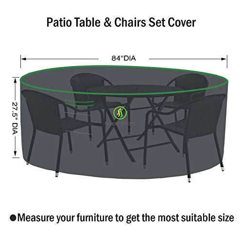 F&J Outdoors Outdoor Patio Furniture Covers, Waterproof UV Resistant Anti-Fading Cover for Large Round Table Chairs Set, Grey, 84 inch Diameter