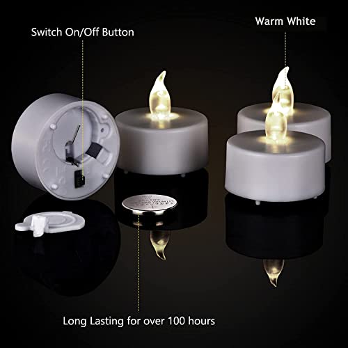 Tappovaly Battery Operated LED Tea Lights:24 Pack Flameless Votive Candles Lamp Realistic and Bright Flickering Long Lasting 150Hours for Wedding Holiday Party Home Decoration (Warm White)