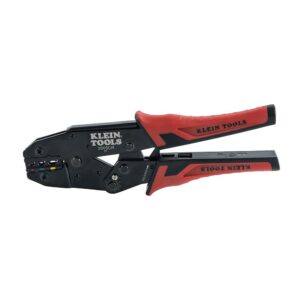 klein tools 3005cr wire crimper tool, ratcheting insulated terminal crimper for 10 to 22 awg wire