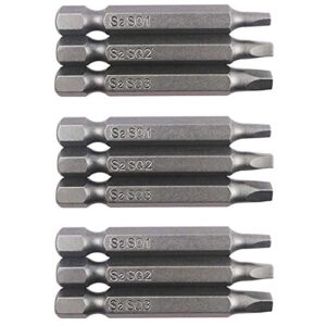 wolfride 3 set of 3pcs square head screwdriver bits 1/4-inch shank magnetic square drive bits set| sq1 sq2 sq3, 2-inch length