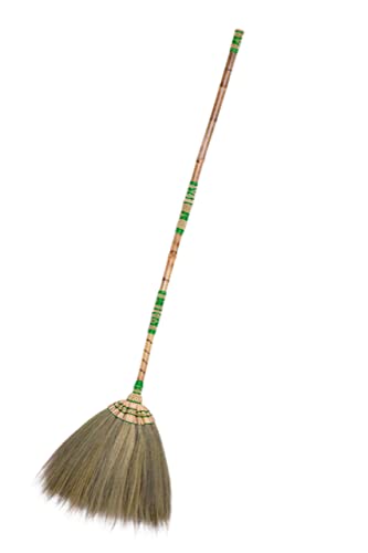 4 in 1 Natural Grass Broom Set by SN SKENNOVA -Traditional Sweeping Broom Thai Handmade Broom Handmade Kitchen Broom Asian Broom (24" 34" 44" 58")