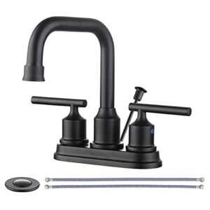 wowow bathroom faucet black 4 inch bathroom sink faucet centerset lift rod drain stopper 2 handle lavatory commercial contemporary faucet high arc brass faucets for bathroom