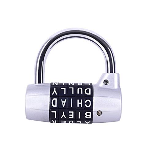 Combination Padlock - 5 dials, Locker Locks Set Your own Word Combination Padlock, 1 Pack, (Silver)