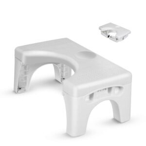 folding toilet stool, enow multi-function foldable 7" height squatting toilet step stool, convenient and compact squatting stool, creative non-slip toilet seat footstool, fit for all toilets