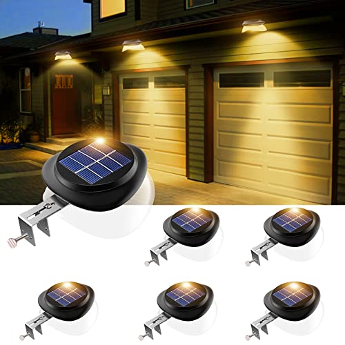 JSOT Halloween Solar Gutter Lights, Christmas Solar Lights Outdoor Waterproof Fence Lights Clip Lighting 2 Installations Methods for Deck Garden Porch Garage Stairs Wall - White Light, 6 Pack