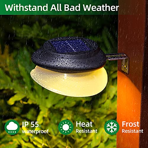 JSOT Halloween Solar Gutter Lights, Christmas Solar Lights Outdoor Waterproof Fence Lights Clip Lighting 2 Installations Methods for Deck Garden Porch Garage Stairs Wall - White Light, 6 Pack