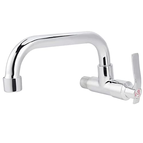 G1/2inch Cold Water Tap Wall Mounted Silver Single Washing Basin Sink Faucet for Home Kitchen, 360° Rotate, Sliver