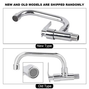 G1/2inch Cold Water Tap Wall Mounted Silver Single Washing Basin Sink Faucet for Home Kitchen, 360° Rotate, Sliver