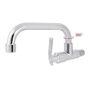 G1/2inch Cold Water Tap Wall Mounted Silver Single Washing Basin Sink Faucet for Home Kitchen, 360° Rotate, Sliver