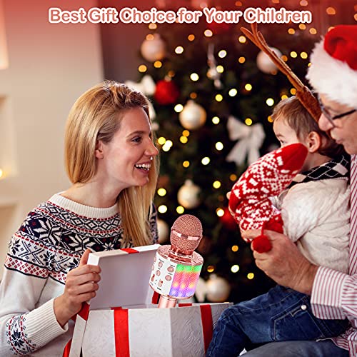 Verkstar Karaoke Microphone, 5-in-1 Wireless Bluetooth Karaoke Mic for Adults Kids, Handheld Mics Speaker with LED Lights,Christmas Birthday Gifts for All Ages