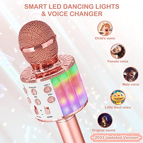 Verkstar Karaoke Microphone, 5-in-1 Wireless Bluetooth Karaoke Mic for Adults Kids, Handheld Mics Speaker with LED Lights,Christmas Birthday Gifts for All Ages