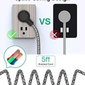 Power Strip with USB, Mountable Flat Plug Power Strip with 3 Outlets 3 USB Ports(Smart 3.1A), 5ft Braided Extension Cord, Compact for Cruise Ship, Travel, Home, Office