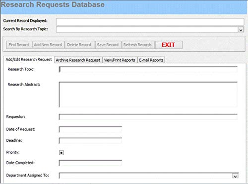 Research Requests Database