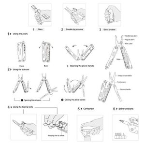 ROXON S801S STORM 16 in 1 multitool pliers EDC for Camping, Outdoor with Lockable Saw Blade with Nylon Case (S801S)