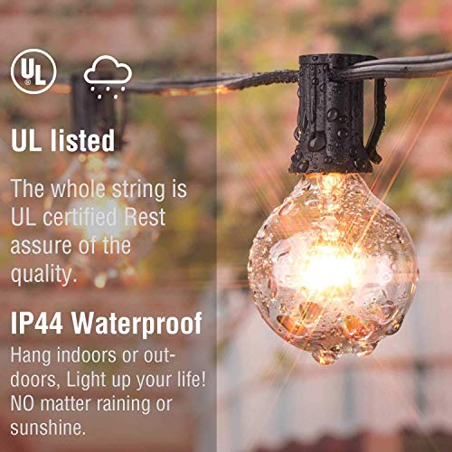 LOKATSE HOME 9.1 inch 10FT 10pcs G40 Bulbs Patio Outdoor Globe Incandescent Lights String for Backyard Deck Bistro Pergolas Balcony Wedding Gathering Parties Markets Decor, Warm White