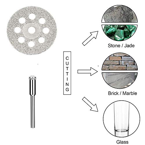 YEEZUGO 10 pcs Diamond Cutting Wheel Cut Off Discs Coated Rotary Tools W/Mandrel 22mm for Dremel (Cutting Wheel Set)