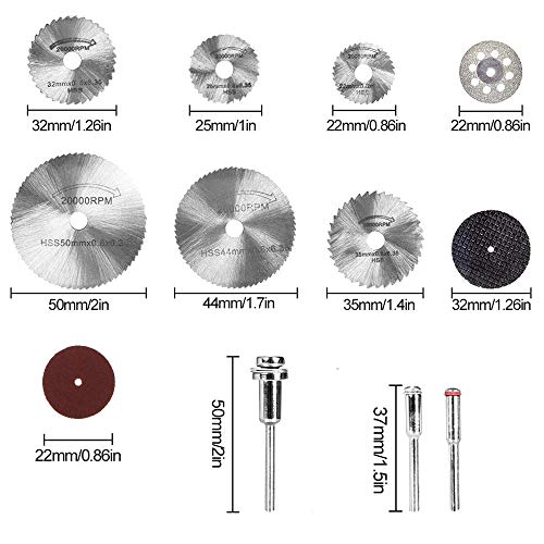 YEEZUGO 10 pcs Diamond Cutting Wheel Cut Off Discs Coated Rotary Tools W/Mandrel 22mm for Dremel (Cutting Wheel Set)