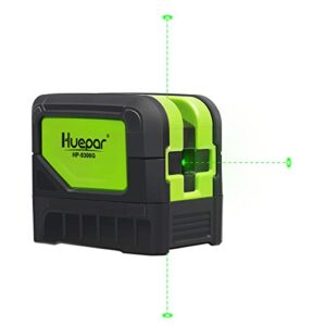 huepar 3 - point laser, self-leveling green beam laser level with plumb spots for soldering and points reference positioning, 197ft working range, floor stand and magnetic bracket included- 9300g