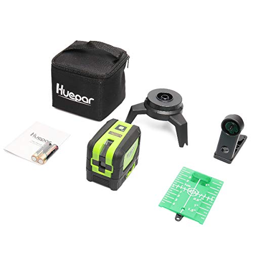 Huepar 3 - Point Laser, Self-leveling Green Beam Laser Level with Plumb Spots for Soldering and Points Reference Positioning, 197ft Working Range, Floor Stand and Magnetic Bracket Included- 9300G