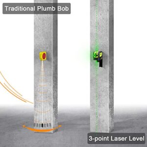 Huepar 3 - Point Laser, Self-leveling Green Beam Laser Level with Plumb Spots for Soldering and Points Reference Positioning, 197ft Working Range, Floor Stand and Magnetic Bracket Included- 9300G