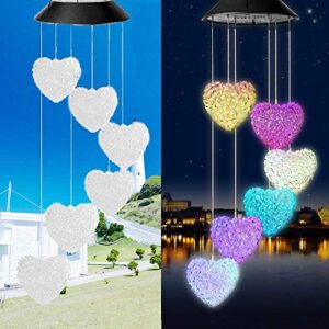 solar wind chime spiral spinner heart shaped led color changing wind mobile portable waterproof outdoor decorative romantic wind bell light for patio yard garden home