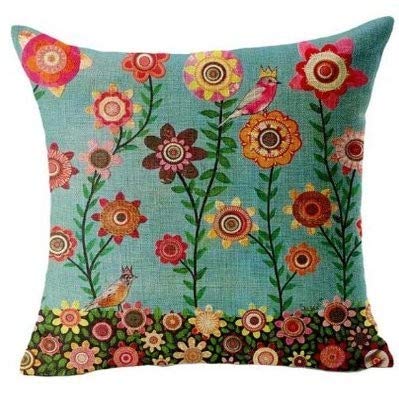 Throw Pillow Cover Fashion Floral Decorative Hairstyle Girl Bird Decorative Square Pillow Case for Home Bedroom Living Room Cushion Cover 18x18 Inch