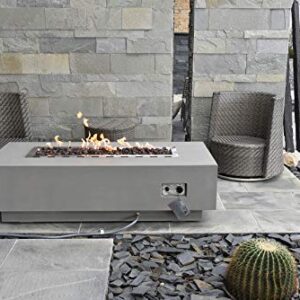 Elementi Granville Fire Table Cast Concrete Natural Gas Fire Table, Outdoor Fire Pit Fire Table/Patio Furniture, 45, BTU Auto-Ignition, Stainless Steel Burner, Lava Rock Included