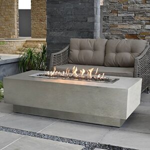 elementi granville fire table cast concrete natural gas fire table, outdoor fire pit fire table/patio furniture, 45, btu auto-ignition, stainless steel burner, lava rock included