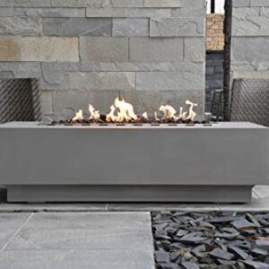 Elementi Granville Fire Table Cast Concrete Natural Gas Fire Table, Outdoor Fire Pit Fire Table/Patio Furniture, 45, BTU Auto-Ignition, Stainless Steel Burner, Lava Rock Included