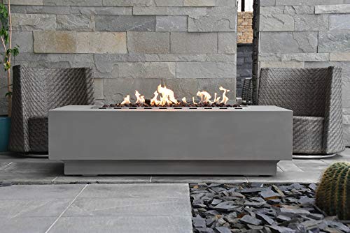 Elementi Granville Fire Table Cast Concrete Natural Gas Fire Table, Outdoor Fire Pit Fire Table/Patio Furniture, 45, BTU Auto-Ignition, Stainless Steel Burner, Lava Rock Included