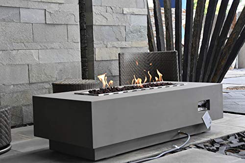 Elementi Granville Fire Table Cast Concrete Natural Gas Fire Table, Outdoor Fire Pit Fire Table/Patio Furniture, 45, BTU Auto-Ignition, Stainless Steel Burner, Lava Rock Included