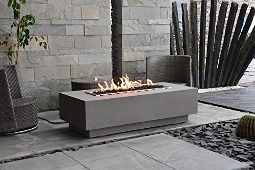 Elementi Granville Fire Table Cast Concrete Natural Gas Fire Table, Outdoor Fire Pit Fire Table/Patio Furniture, 45, BTU Auto-Ignition, Stainless Steel Burner, Lava Rock Included