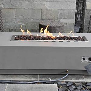 Elementi Granville Fire Table Cast Concrete Natural Gas Fire Table, Outdoor Fire Pit Fire Table/Patio Furniture, 45, BTU Auto-Ignition, Stainless Steel Burner, Lava Rock Included