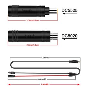 iGreely Solar Panel to 8mm Adapter Cable DC 8mm Connector with DC 5.5x2.5mm Converter for Portable Backup Power Station GZ Yeti Jackery Solar Generator 14AWG 6ft