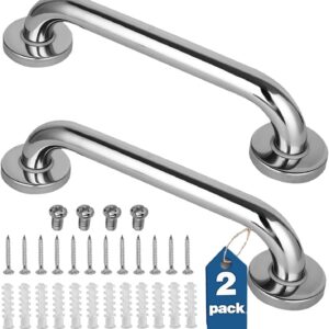 2 Pack Shower Grab Bar, Stainless Steel Bathroom Grab Bar, Shower Handle Bath Handle, Safety Bars for Shower Chair Bench, Grab Bars Senior, Elderly, Handicap(12 Inch)