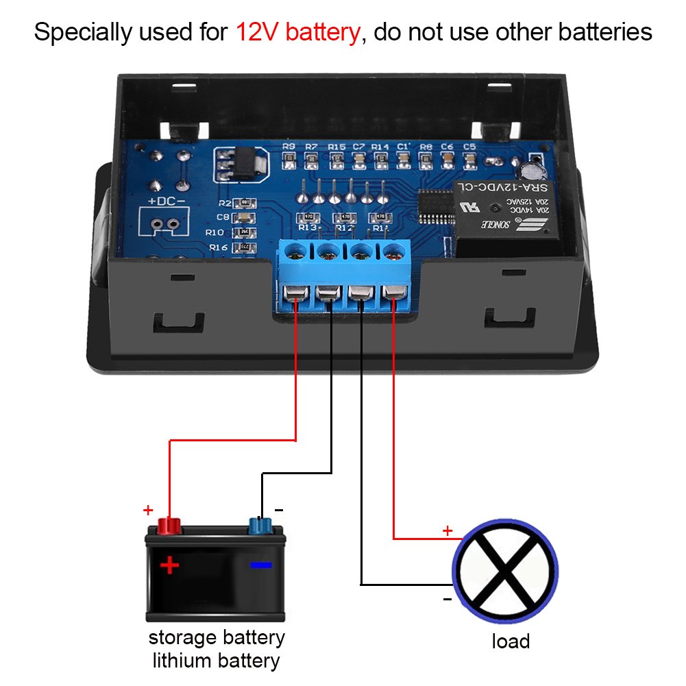 PUSOKEI 12V Low Voltage Protection, 12V Battery Under Voltage Cut Off Automatic Switch On Protection Undervoltage Controller