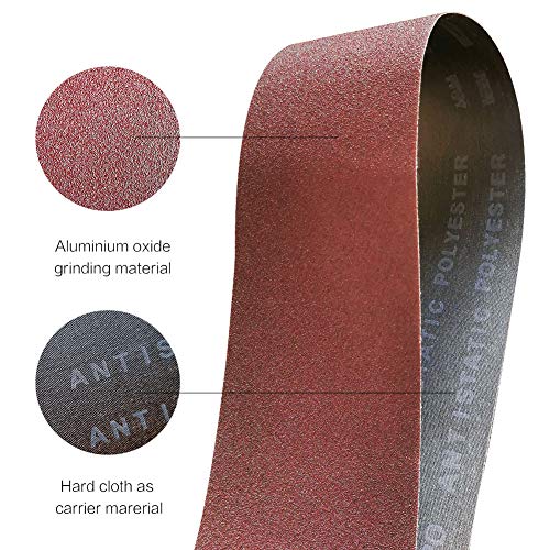 3x21 3 x 21 Inch Sanding Belt Pack 3-Inch x 21-Inch,12 Pcs(4 Each of 80 120 150 Grits) Aluminum Oxide for Sander