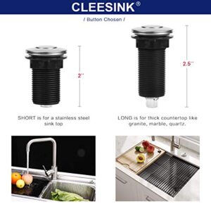 Garbage Disposal Switch, Cordless Air Switch Kit for Food Waste Disposer, Stainless Steel Brushed Nickel, LONG 2.5" Sink Top Push Button by CLEESINK