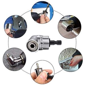 Newte Right Angle Drill Attachment, 4-in-1 Impact Drill Bit Extension, Joint Socket 1/4 3/8 1/2 In Hand Power Wrench Ratchet Drill Adapter/Extension Set Turns Power Drill Into High Speed Nut Driver