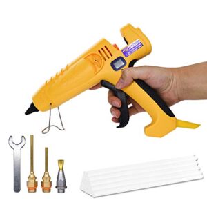 professional full size hot glue gun 500-watt high temp industrial heavy duty glue guns temperature adjustable with led digital display gift 3 gun tips & 0.43" glue sticks