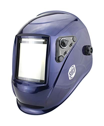 SÜA Welding Helmet - Model: Vector - Auto Darkening - Largest Viewing Area: 4" x 4" - Photovoltaic Powered - Ergonomic Headgear - Color: Blue