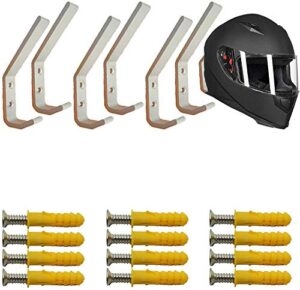 auxphome 6set motorcycle helmet holder hook, wall mounted equestrian helmet storage rack hanger, motorbike cloth wall display rack, football helmet display stand, baseball batting helmet rack